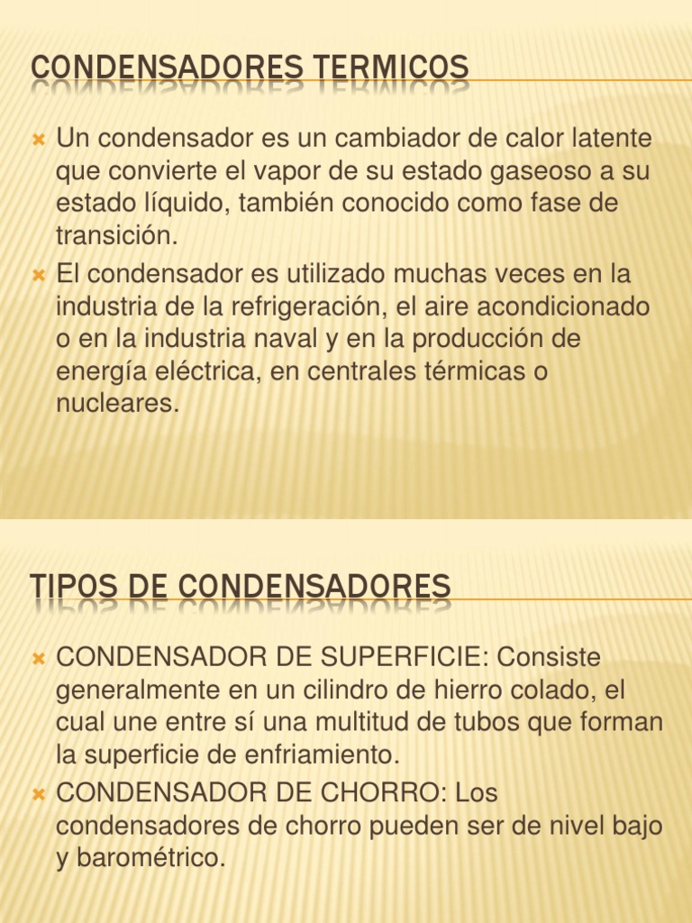 Tipos de Condensadores Térmicos en Refrigeración | PDF | Ingeniería ...