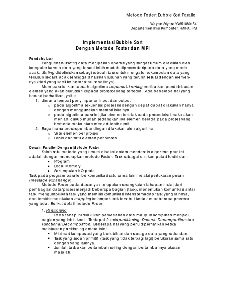 Parallel Bubble Sort | PDF