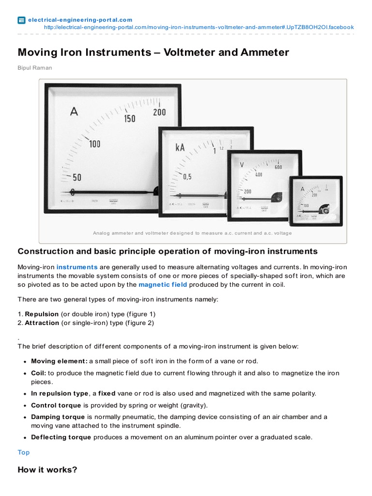 Moving Iron Instruments Voltmeter and Ammeter | PDF | Inductor | Force