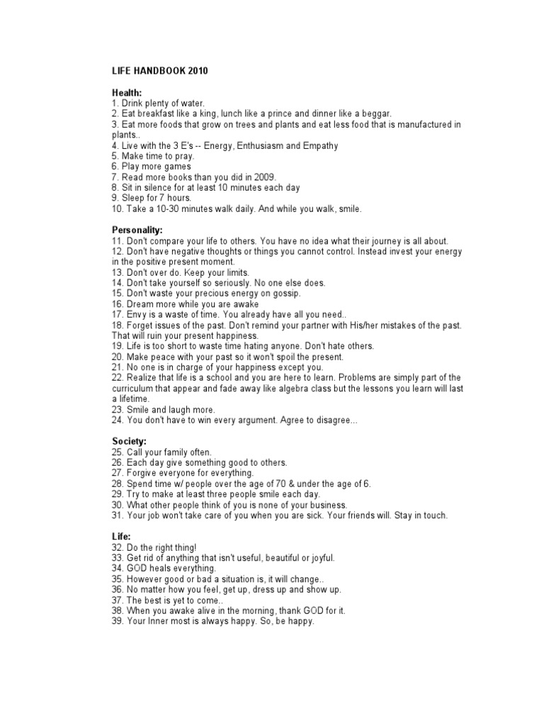 Life Handbook 2013 | PDF | Lifestyle