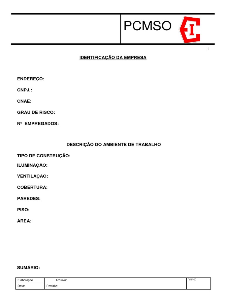 Modelo de PCMSO | Download grátis PDF | Primeiros socorros | Remédio