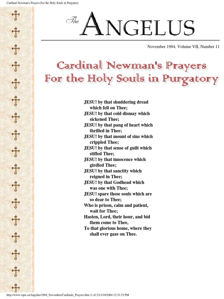 Cardinal Newman's Prayers For The Holy Souls in Purgatory | PDF
