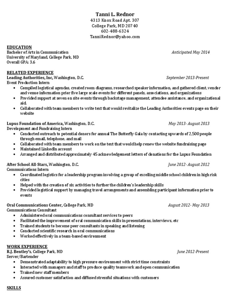 Tanni Rednor: Event & Communications Intern | PDF