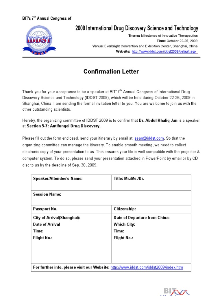 IDDST 2009 Speaker Confirmation | PDF | Business | Computers