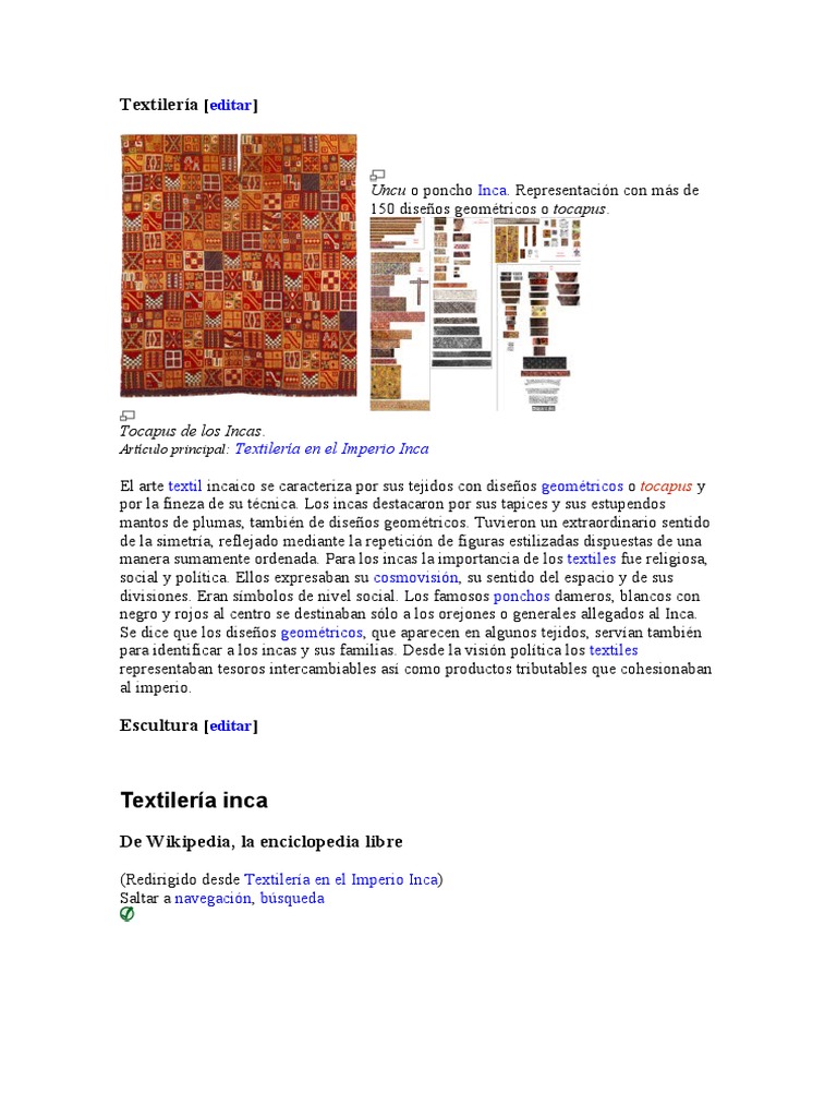 Textilería | PDF | Imperio Inca | Telar