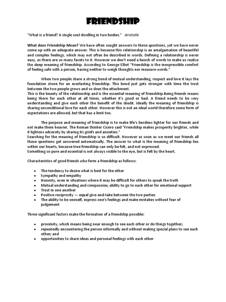 Presentation - FRIENDSHIP | PDF | Friendship | Cognitive Science