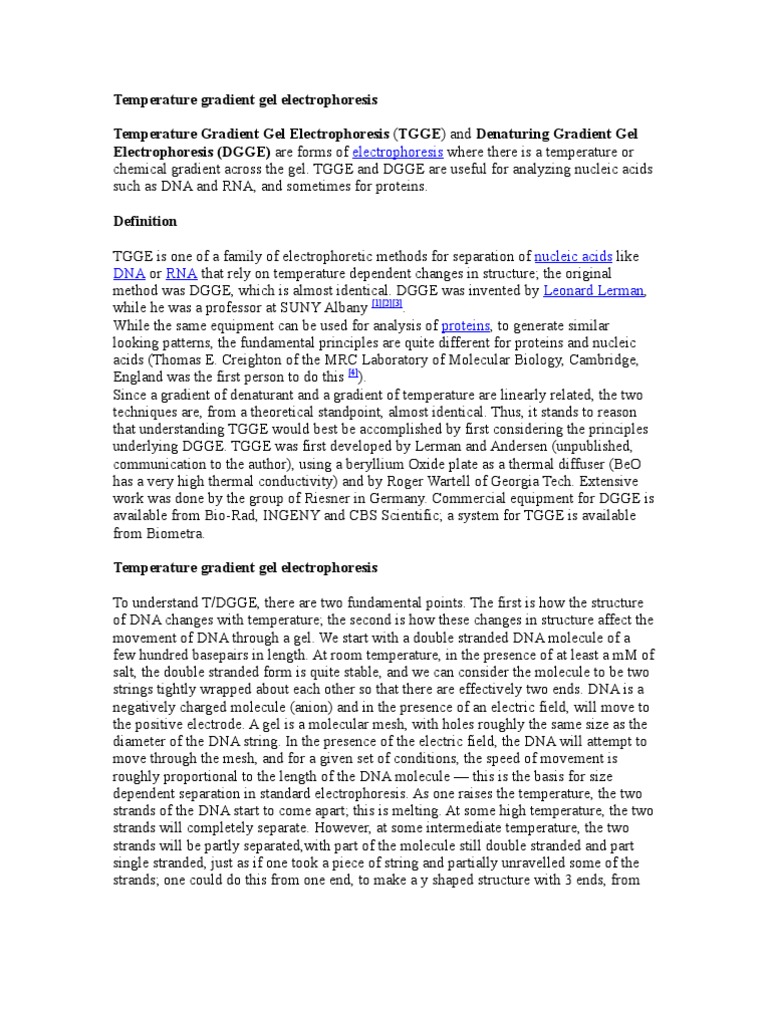 Understanding TGGE and DGGE Techniques | PDF | Gel Electrophoresis ...