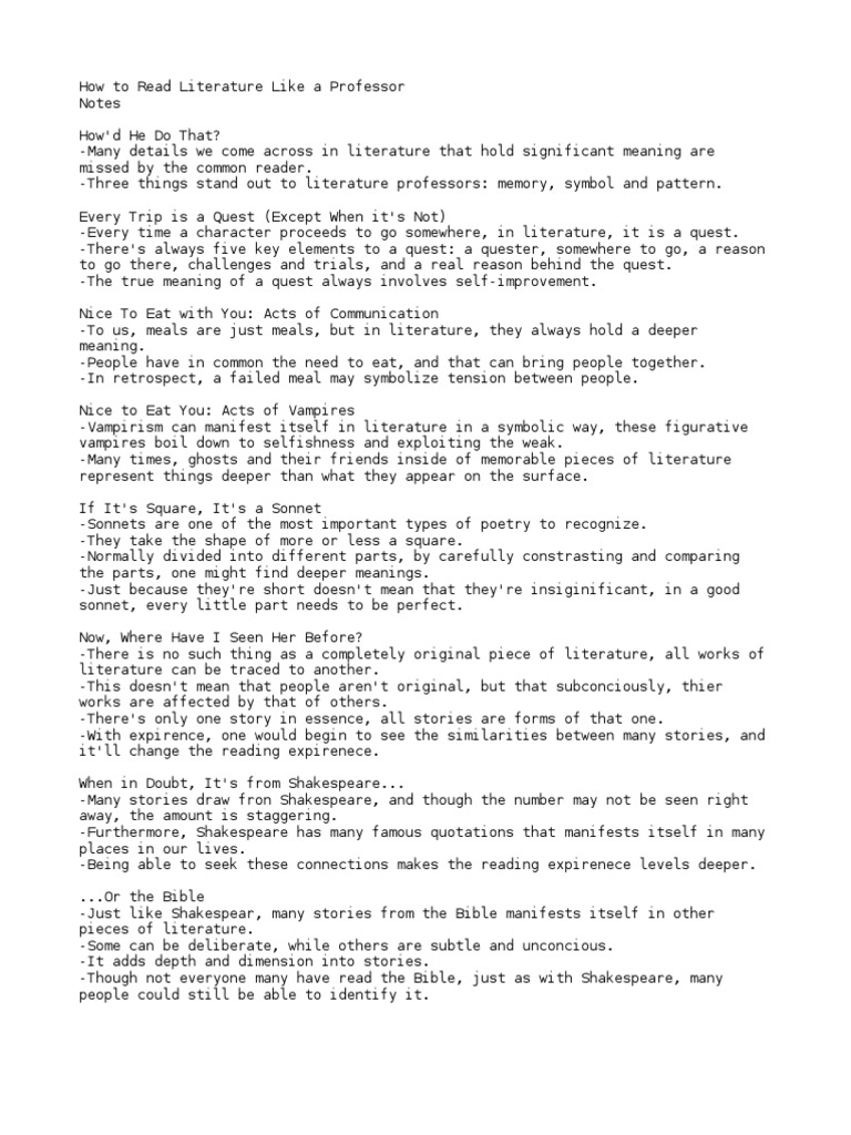 Reading Literature Like a Professor | PDF | Symbols | Irony