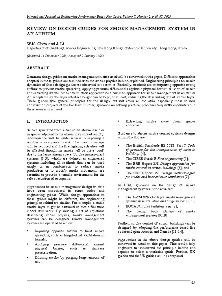 Review On Design Guides For Smoke Management System in An Atrium | PDF ...