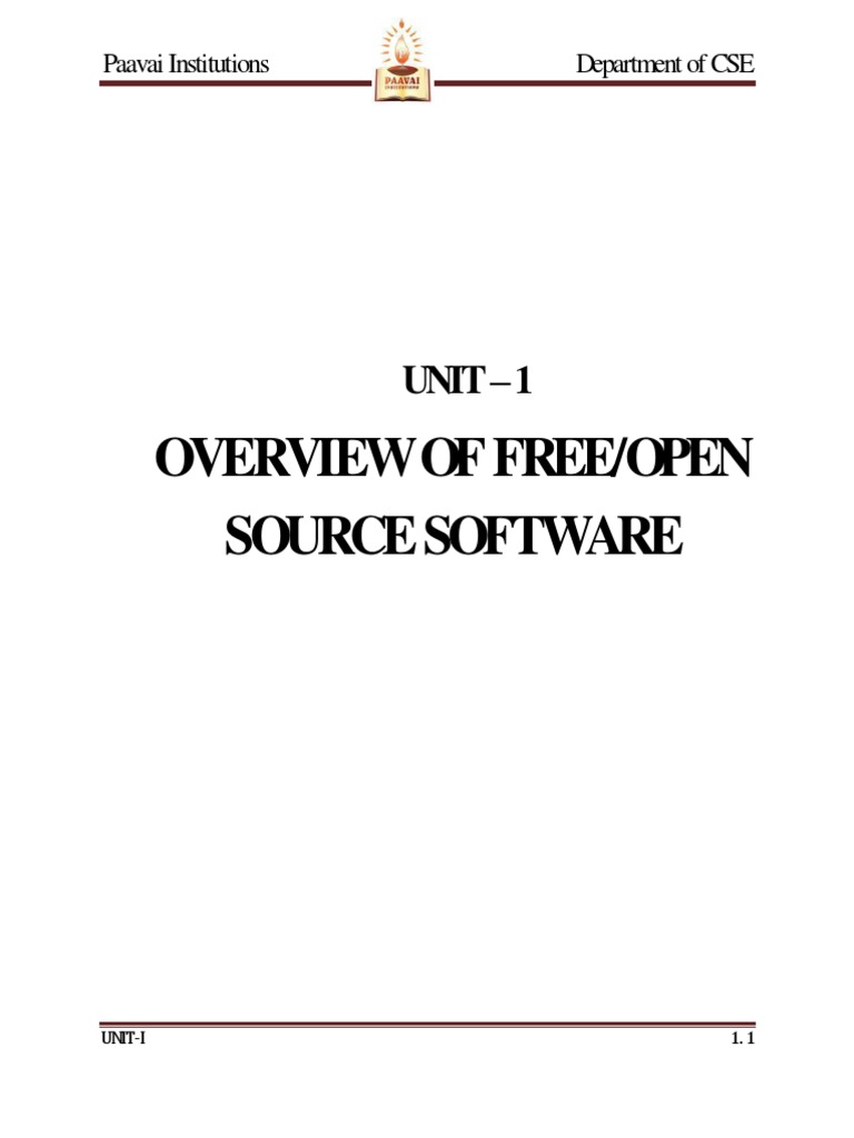 Overview of Free/Open Source Software: Unit - 1 | Download Free PDF | Free Software | Gnu