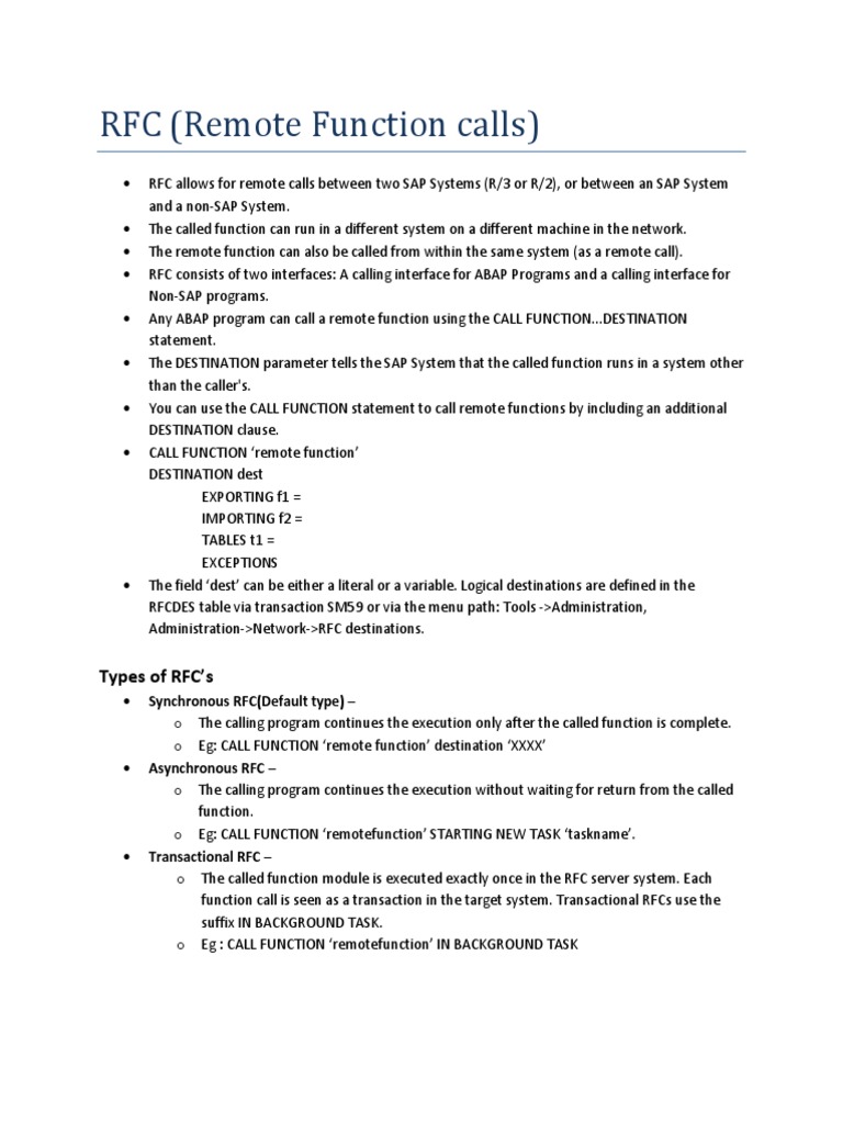 Rfcs And Bapis Pdf Computer Programming Software