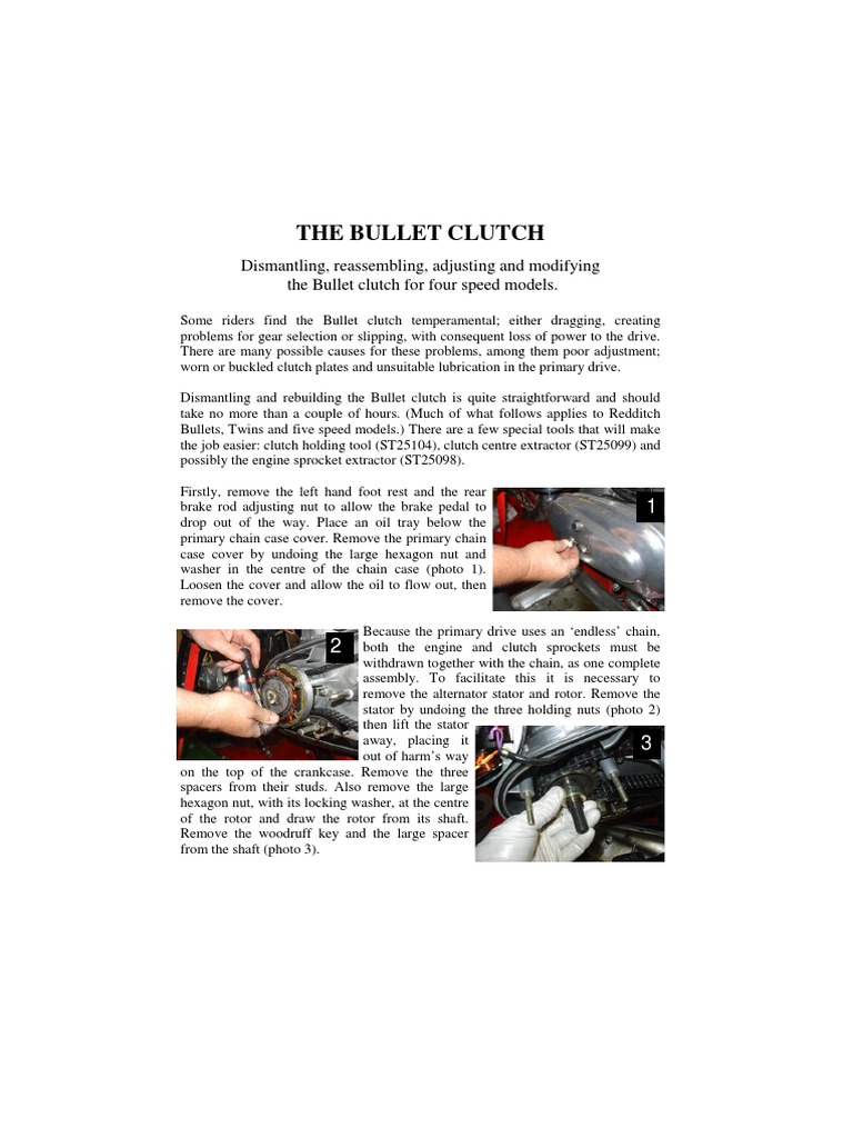 Bullet Clutch Maintenance Guide | PDF | Clutch | Screw
