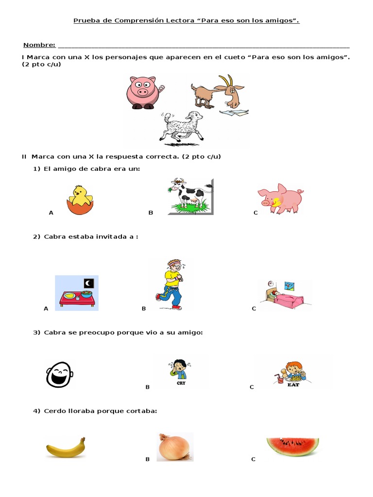 Prueba de Comprensión Lectora | PDF
