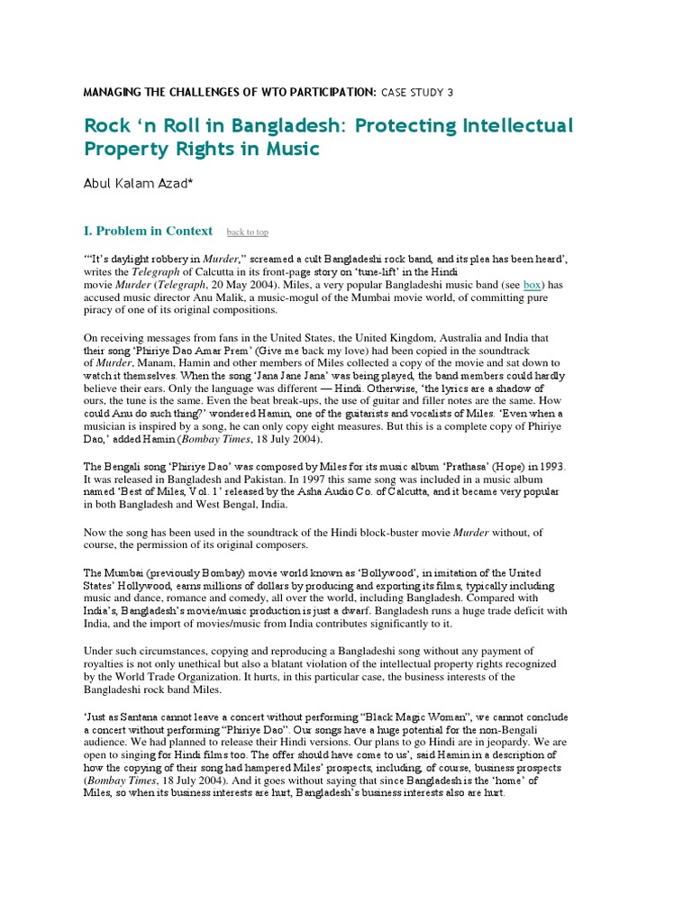 Case Study IPR | PDF | Trips Agreement | Copyright