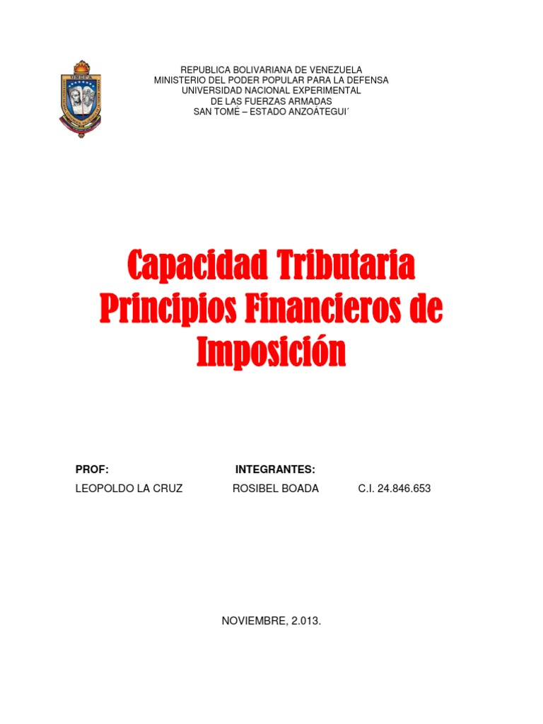 Capacidad Tributaria y Principios Impositivos | PDF | Impuestos ...