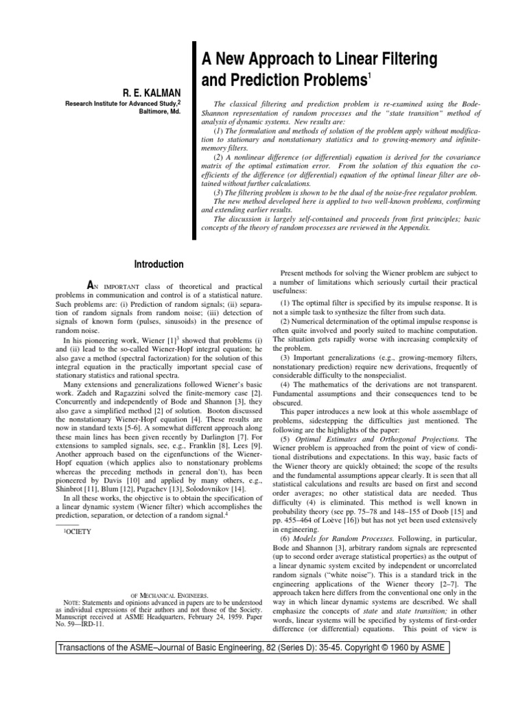 A New Approach To Linear Filtering and Prediction Problems: R. E ...
