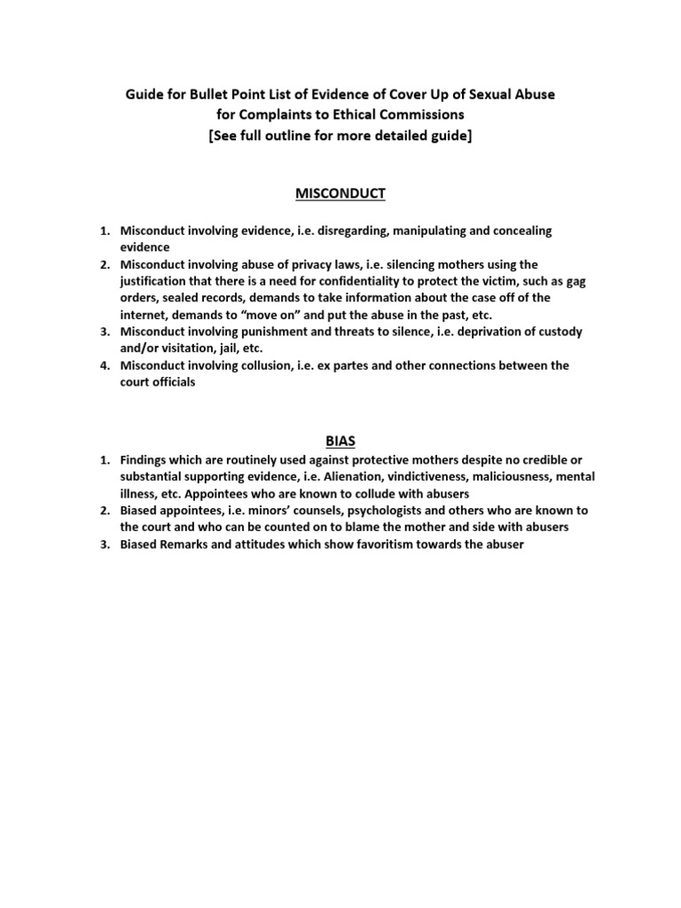 Guide For Bullet Point List of Evidence | PDF | Sexual Abuse | Applied ...