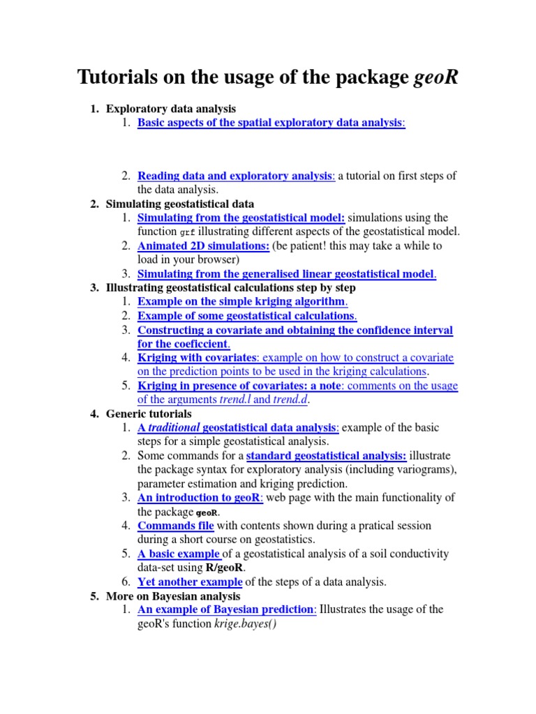 Tutorials on the usage of the package geoR | PDF | Statistics | Analysis