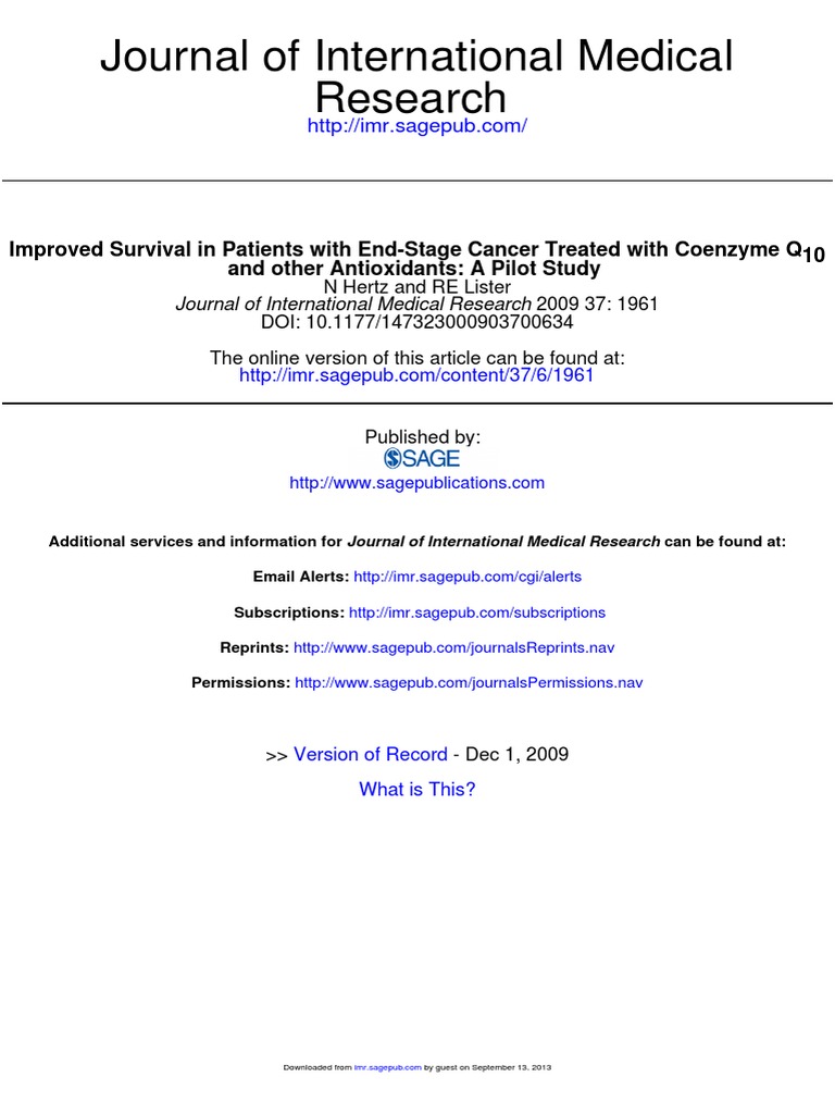 Improved Survival in Patients With End-Stage Cancer Treated With ...