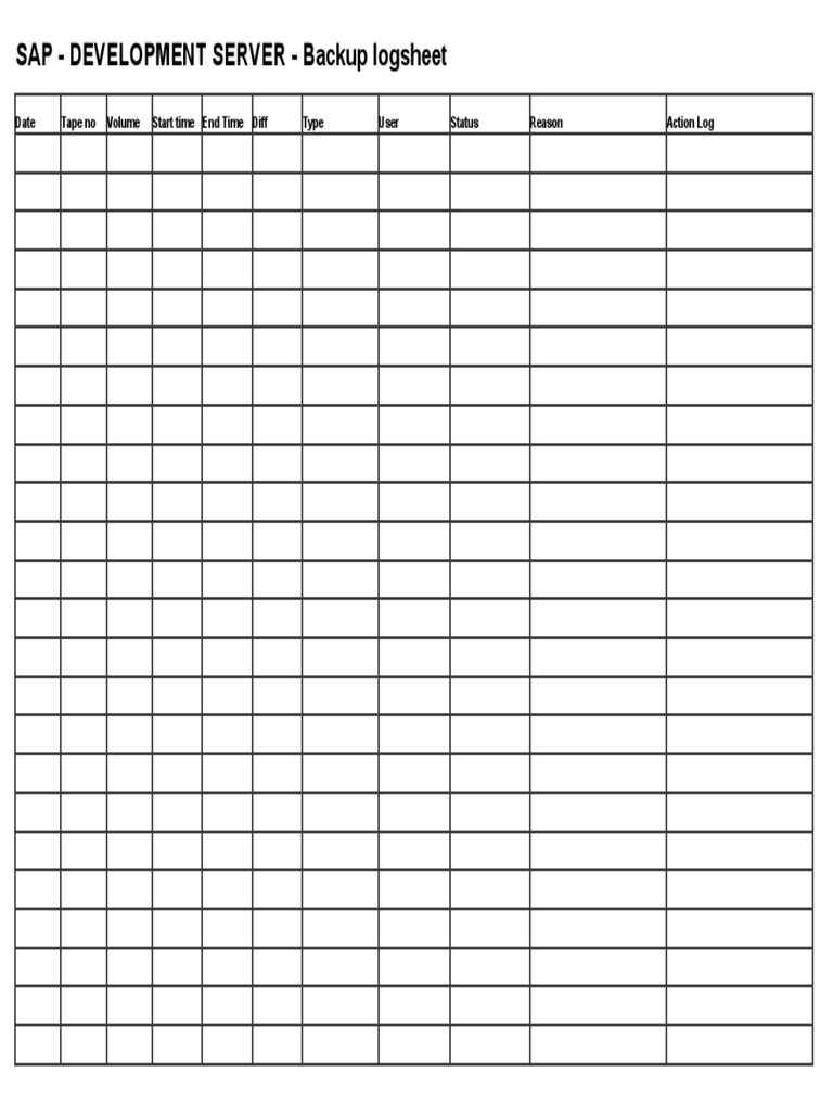 Backup Log Sheet | PDF