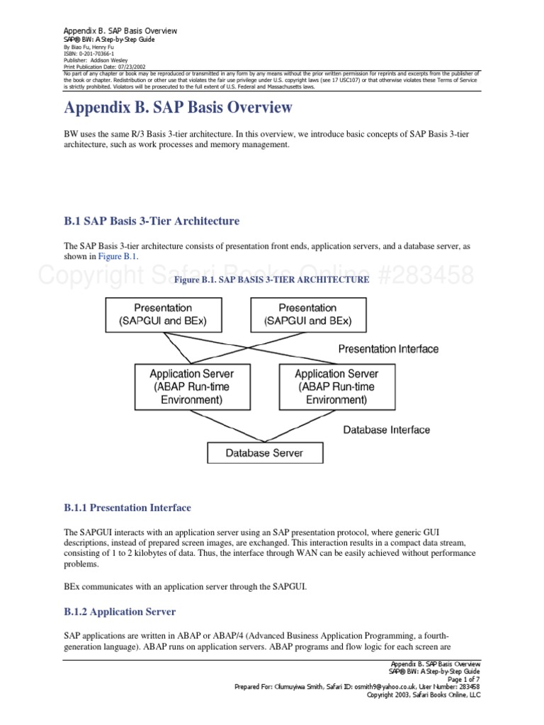 Appendix B. SAP Basis Overview | PDF | Databases | Sql