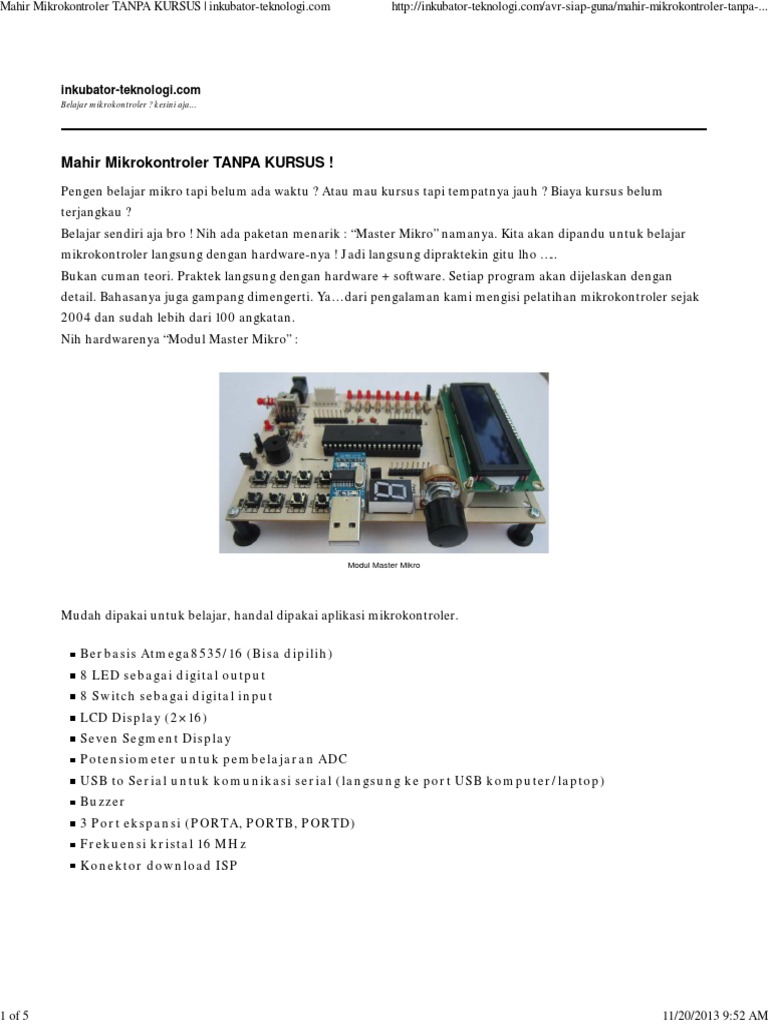 Mahir Mikrokontroler TANPA KURSUS - Inkubator-Teknologi | PDF | Seni ...