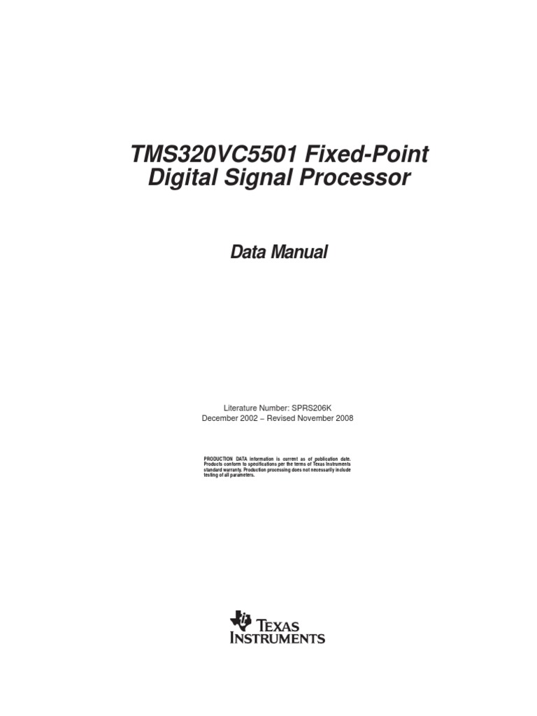 TMS320VC5501 Fixed-Point Digital Signal Processor: Data Manual | PDF | Electronic Engineering ...