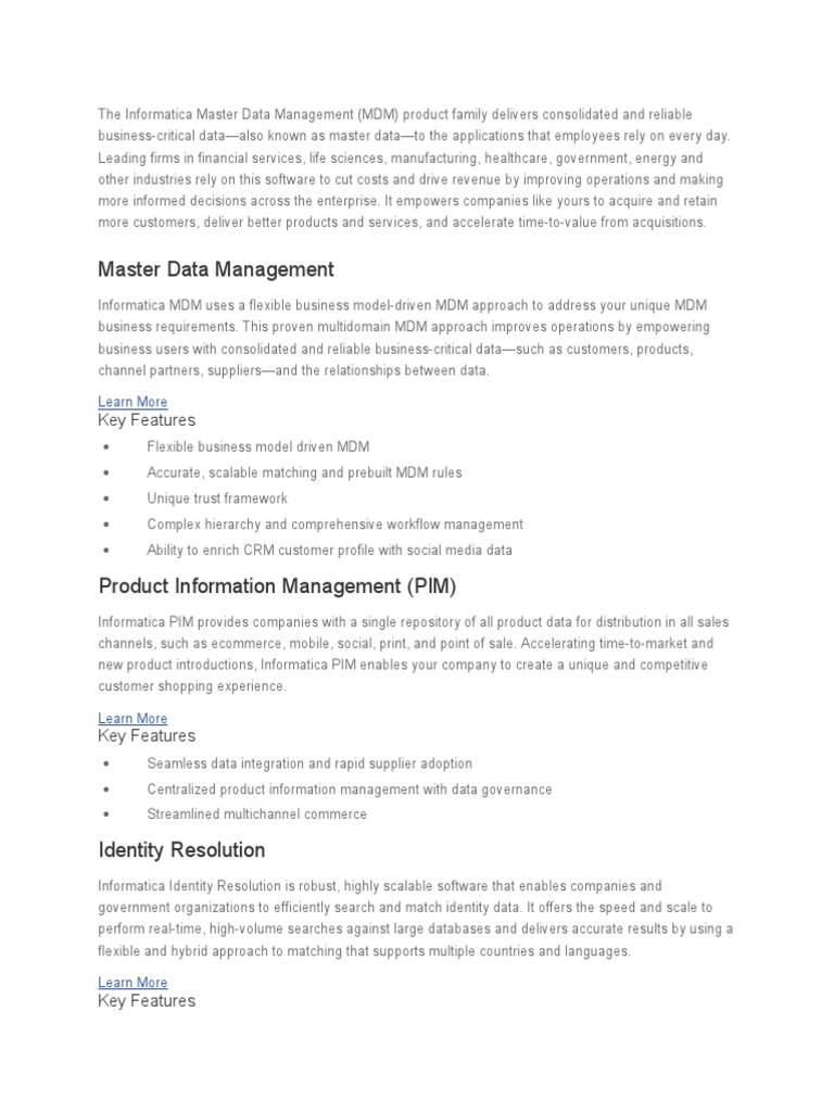 The Informatica Master Data Management | Download Free PDF ...
