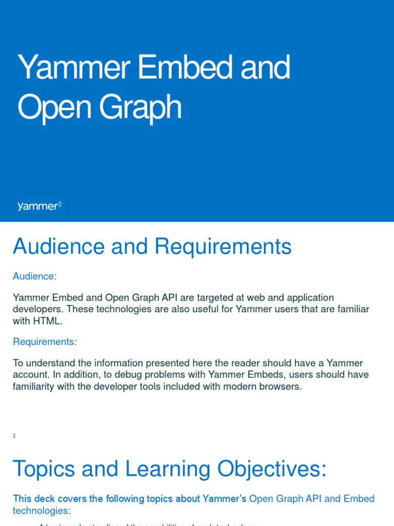 Yammer - Embed and Open Graph | PDF | Websites | Application ...