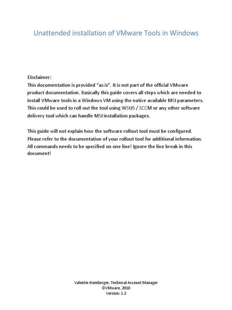 VMware Tools - Unattended - Install | PDF | Installation (Computer Programs) | Virtual Machine