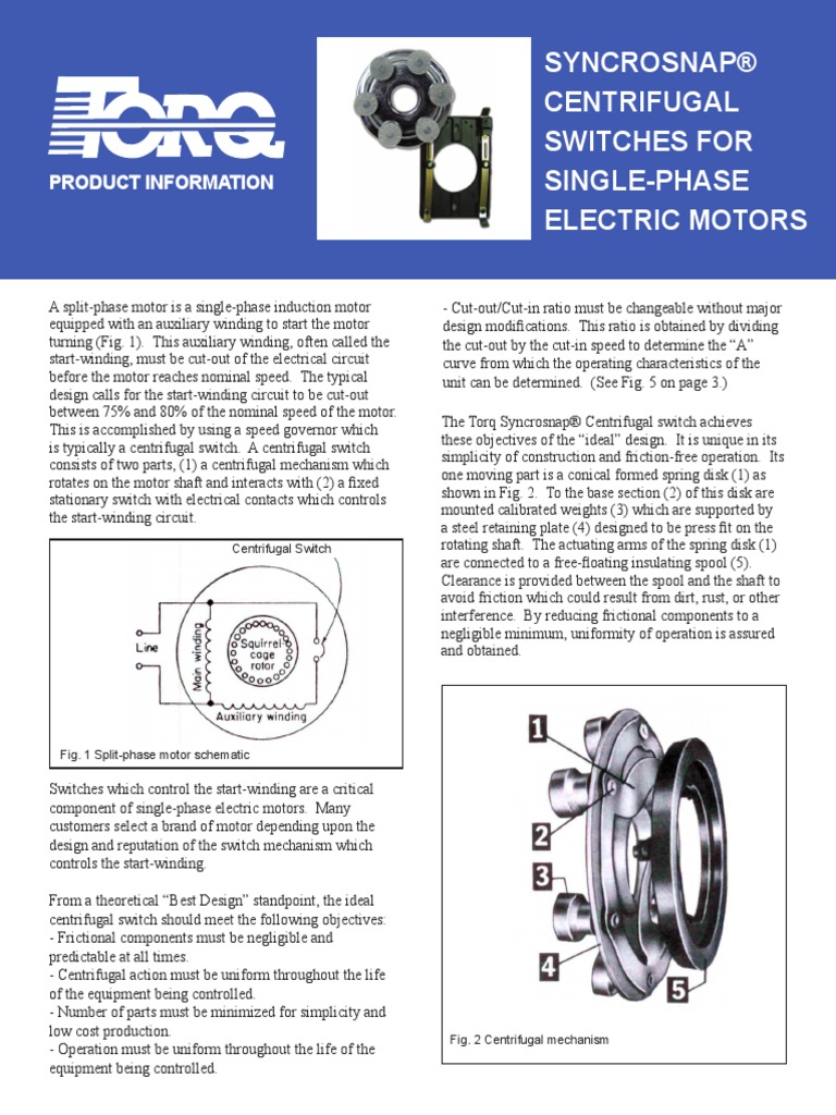 Syncrosnap® Centrifugal Switches For Single-Phase Electric Motors | PDF ...