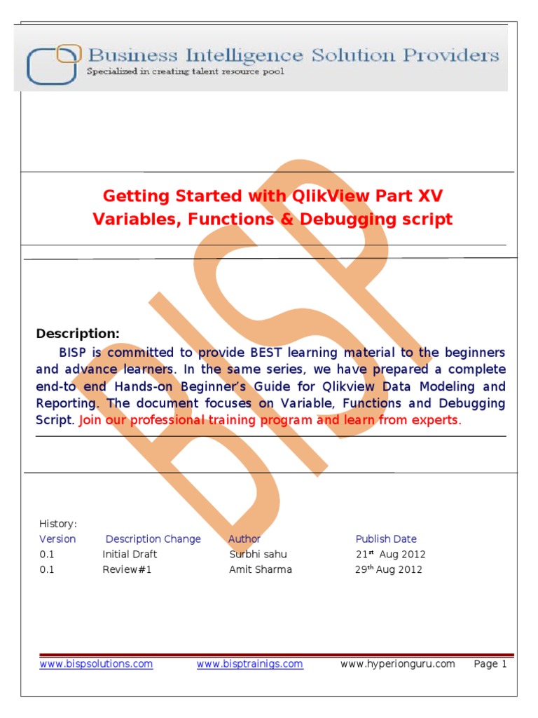 Qlikview Variable Functions and Debugging List | PDF | Control Flow | Software Development