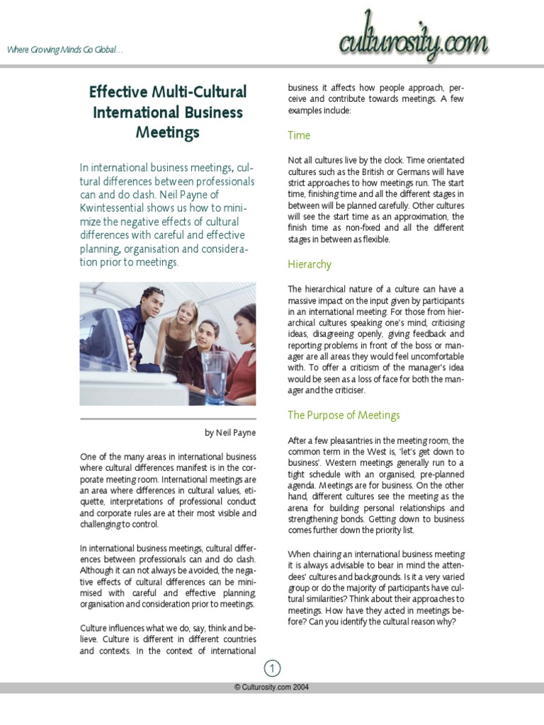 Effective Multi-Cultural International Business Meetings | PDF ...