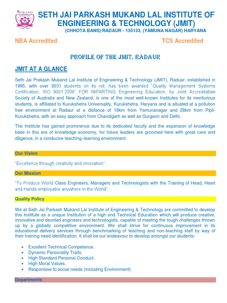 JMIT at A Glance | PDF | Science And Technology | Internet
