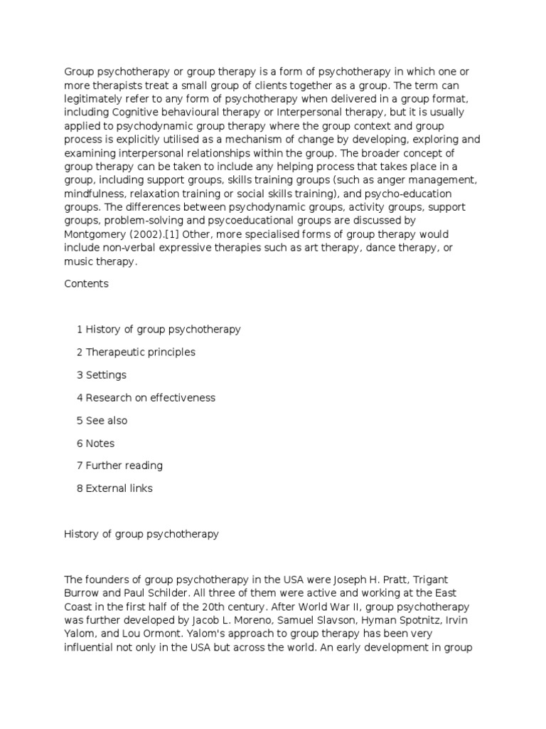Group Psychotherapy | PDF | Group Psychotherapy | Psychotherapy