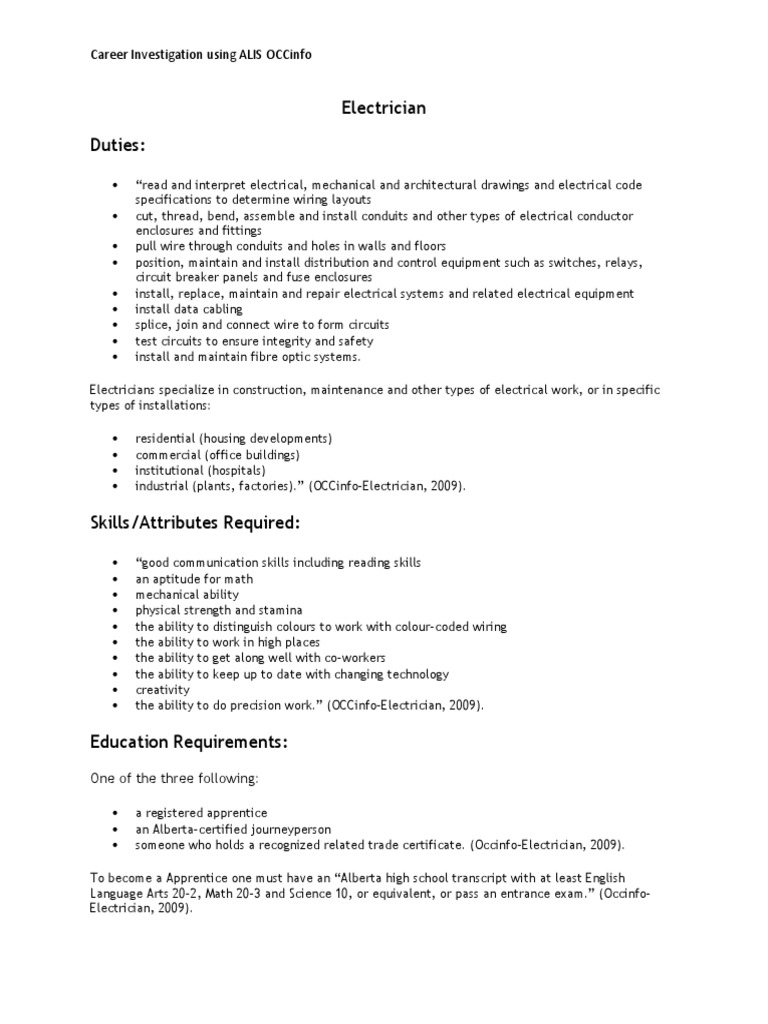 Electrician Career Exploration | PDF | Apprenticeship | Electrical Wiring