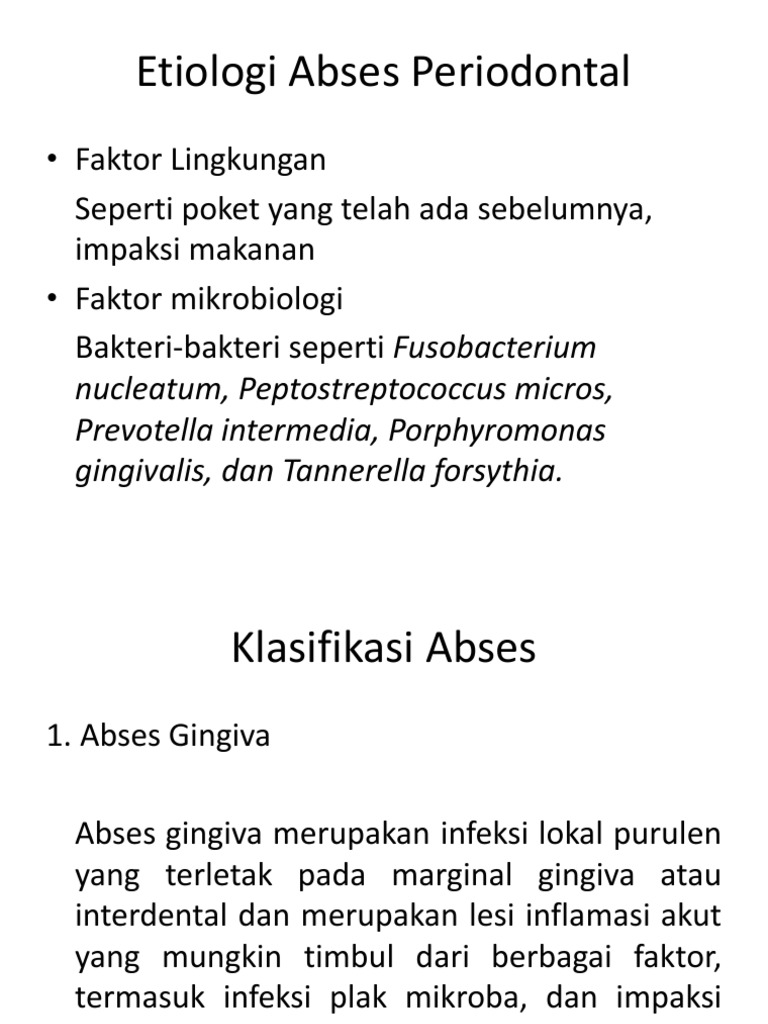 Etiologi Abses Periodontal Dan Klasifikasi | PDF