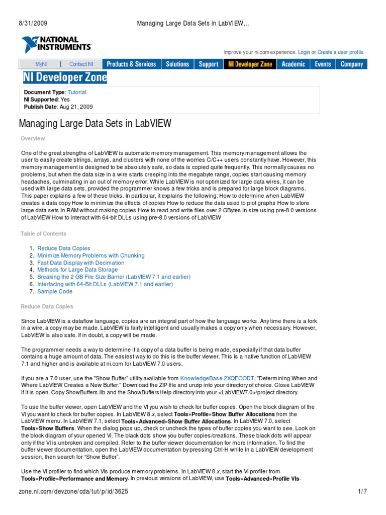 Managing Large Data Sets in LabVIEW - Developer Zone - National Instruments | PDF | Queue ...