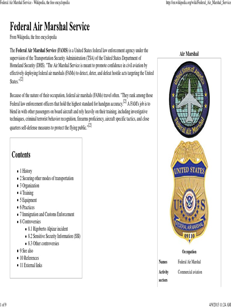 Federal Air Marshal Service - Wikipedia, The Free Encyclopedia ...
