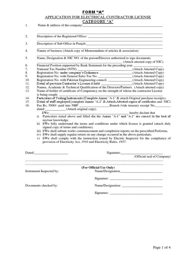 Application for A Class Electrical License | PDF | Technology & Engineering