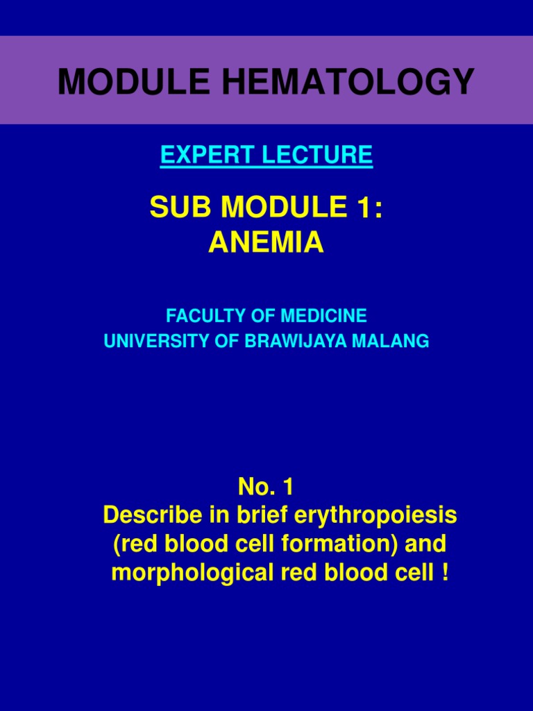 Expert Lecture (Anemia) | PDF | Anemia | Red Blood Cell