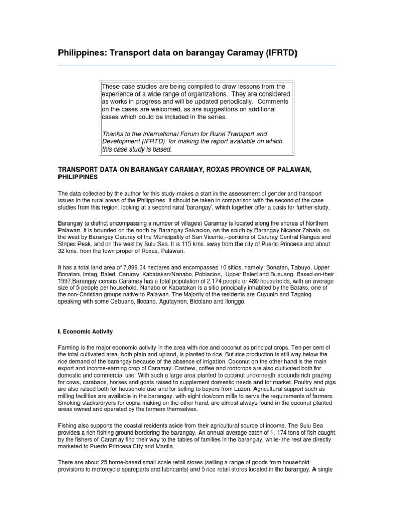 Philippines Case Study IFRTD | PDF | Rice | Industries
