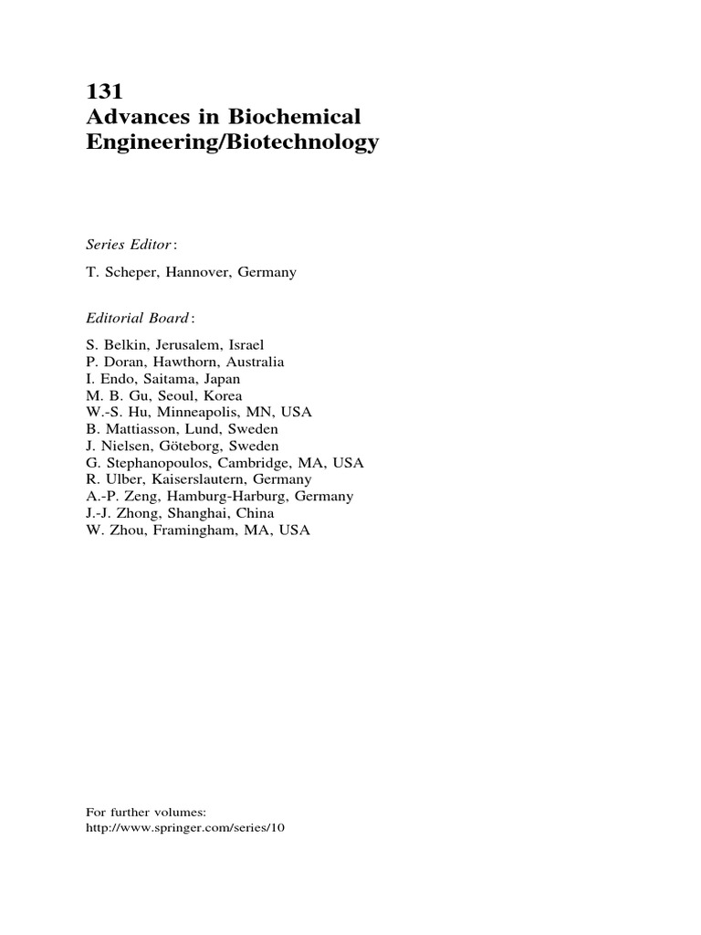 Advances in Biochemical Engineering/Biotechnology | PDF | Cell Membrane ...