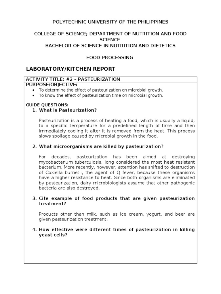 Laboratory/Kitchen Report | PDF | Food And Drink | Foods
