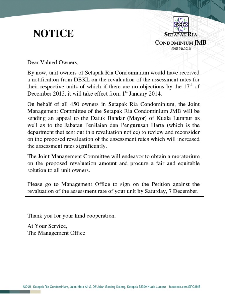 DBKL Notice On DBKL Assessment | PDF