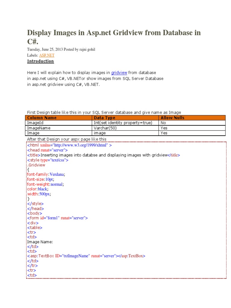 Display Images in ASP | PDF | File Format | String (Computer Science)