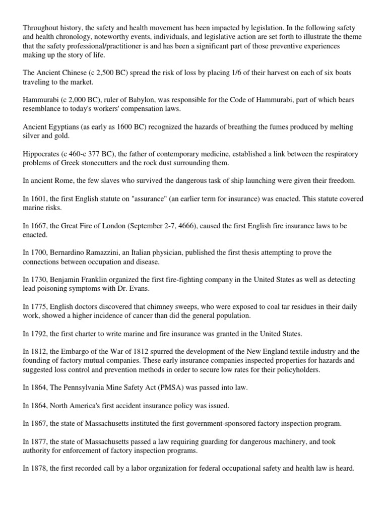 History of Safety Standards | PDF | Occupational Safety And Health ...