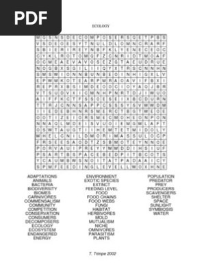 Ecology Word Search Answers