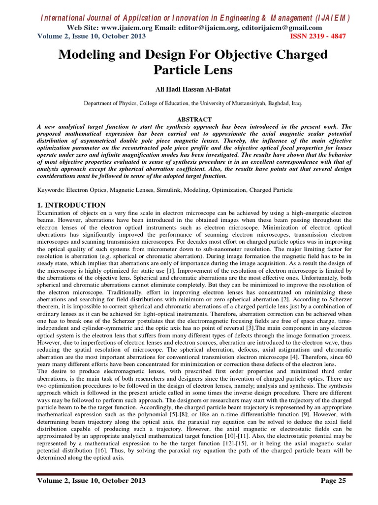 Modeling and Design For Objective Charged Particle Lens | PDF | Lens ...