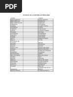 Lista de Estados y Capitales de Mexico | PDF
